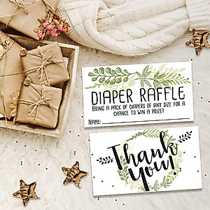 Diaper Raffle Tickets - Botanical - Set of 50 Double-Sided Raffle Cards - Blank Baby Shower Stationery - Fun and Colorful Baby Shower Supplies for Under $15!