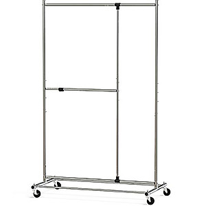 Simple Houseware Dual Bar Adjustable Garment Rack, Chrome, 72-inch Height