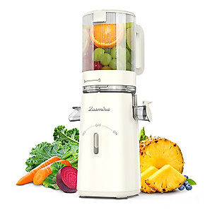 Cold Press Juicer, Updated Masticating Juicer Machines with 5" Feeding Chute Fit Whole Fruits &Vegetables, 99.6% Juice Purity, Streamlined Parts Easier to Clean/1.5L Capacity/2 Cups Included