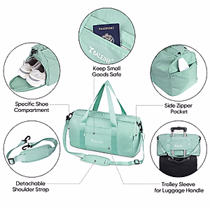 BALEINE Gym Bag for Women and Men, Small Duffel Bag for Sports, Gyms and Weekend Getaway, Waterproof Dufflebag with Shoe and Wet Clothes Compartments, Lightweight Carryon Gymbag (Green)