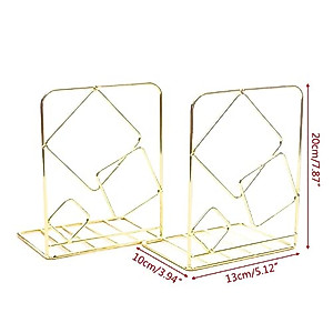 Wonzonewd File Sorters 2pcs Square Metal Desktop Bookends Book Ends Support Stand Holder Shelf Bookrack