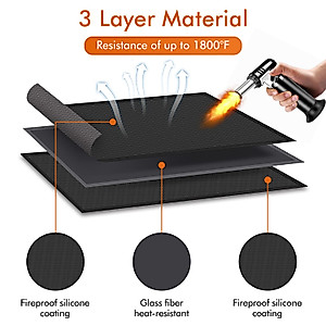 WLEAFJ Under Grill Mat, Fire Pit Mat Fireproof Mat, 36 x 48 inches Grill Mats for Outdoor Grill Deck Protector, BBQ Mat for Under BBQ, Perfect for Charcoal Grills, Gas Grills, Oil Fryers and Smokers
