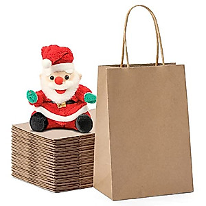 METRONIC Paper Gift Bags 5.25x3.75x8'' 100Pcs Brown Paper Bags with Handles Bulk, Kraft Paper Bags for Small Business, Birthday Wedding Party Favor Bags, Christmas Gift bags, Retail shopping Bags