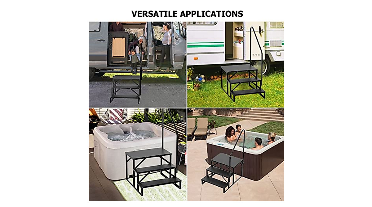 Durable 2 Step RV Stair with Handrail for Easy Access