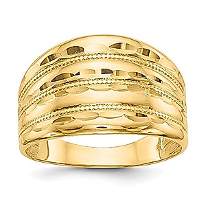 IceCarats 14K Yellow Gold Four Ridge Chunky Dome Statement Ring Size 7