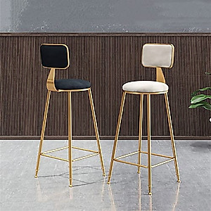 OQHAIR Bar Chairs Cafe Dining Chair Leisure Chair with High Feet and Backrest Pu Leather Cushion Bar Chair for Kitchen,Dining Room and Living Room (Color : Gris) (Black b)