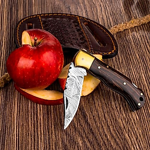 Shokunin USA - ExtremeCut - 7.1in Folding Knife - w/ 3.1in Clip Point Blade - Exotic Wenge Wood Handle for Outdoor, Tactical, Survival and EDC - Personalized Gifts (Knife with Personalization)