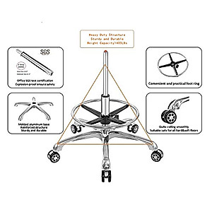 Nazalus Rolling Swivel Drafting Chair Adjustable Heavy Duty (400lbs) Lumbar Support Task Chair for Home Desk Studio Design Lab(Normal)