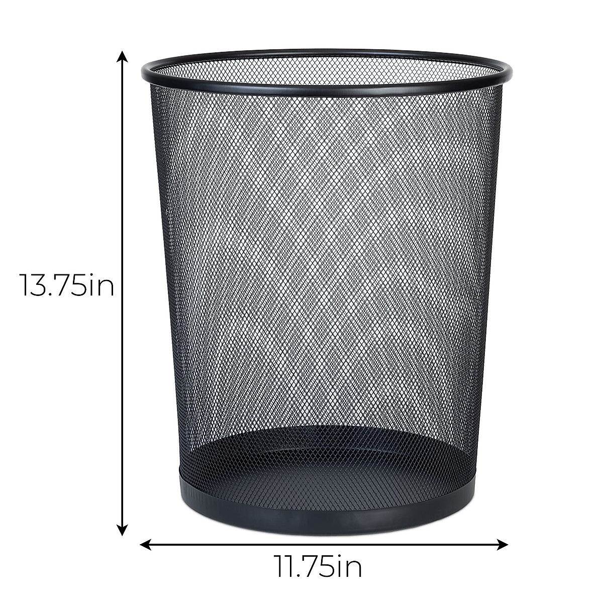 Smart Design Steel Mesh Waste Basket - Set of 12-11.75 x 13.75 Inch - Black