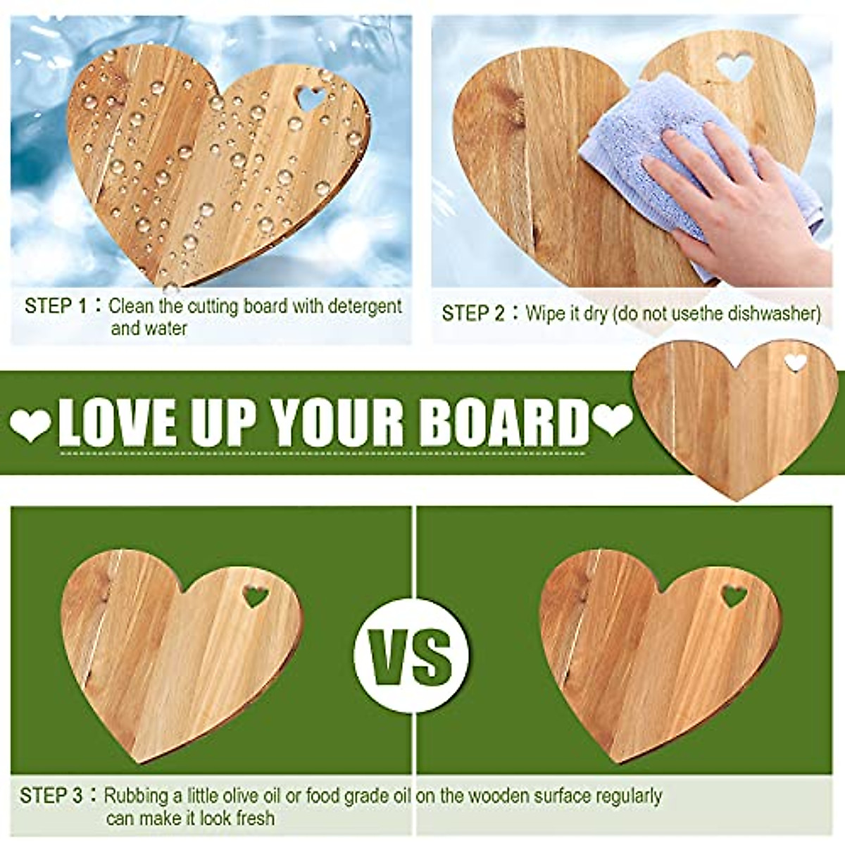 Heart Shaped Cutting Board, 12 x 10 x 0.6 Inch Acacia Wood Bread Board Cheese Serving Platter Serving Charcuterie Board for Meat Cheese and Vegetables Valentine's Day Xmas Gifts (Heart Hole Style)