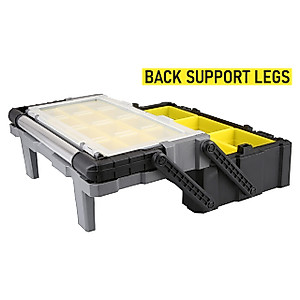 Olympia Tools 18 Inch Portable Plastic Cantilever Tool Box Organizer with Removable Compartments, Great Organization and Storage for Hardware, Assorted Nails, Dowels, Washers, Screws, Nuts and Bolts