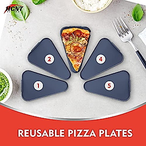Pizza Storage Container with 5 Microwavable Serving Trays Reusable, Foldable Pizza Keeper Container Expandable, Dishwasher Safe and Reusable Pizza Saver Container by HCN7 (RED*)