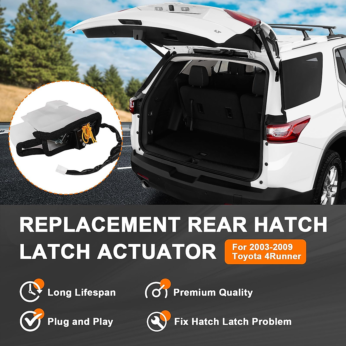 Rear Hatch Latch Actuator for Toyota 4Runner 2003-2009 Back Door Lock Assembly Trunk Latch Replace Toyota 69110-35090 69110-35062 69110-35060 Tailgate Lock Liftgate Actuator Rear Gate Latch Motor