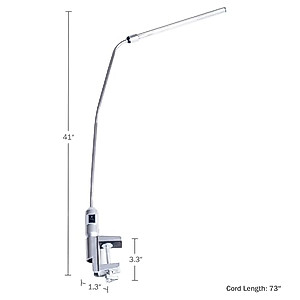 Desk Lamp with Clamp - Modern Contemporary LED Clip on Light for Desk or Table - Accessories for Home Office or Dorm Room by Lavish Home (Silver)