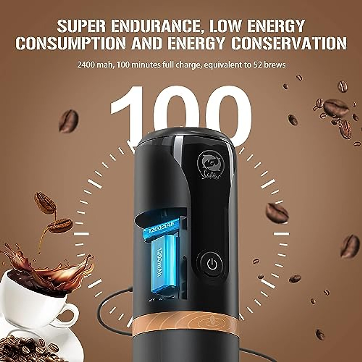 TASKITERY Portable Espresso Maker,12V Travel Coffee Machine,9 Bar Pressure Compatible with NS Capsule & Ground Coffee for Office Travel Camping Driving