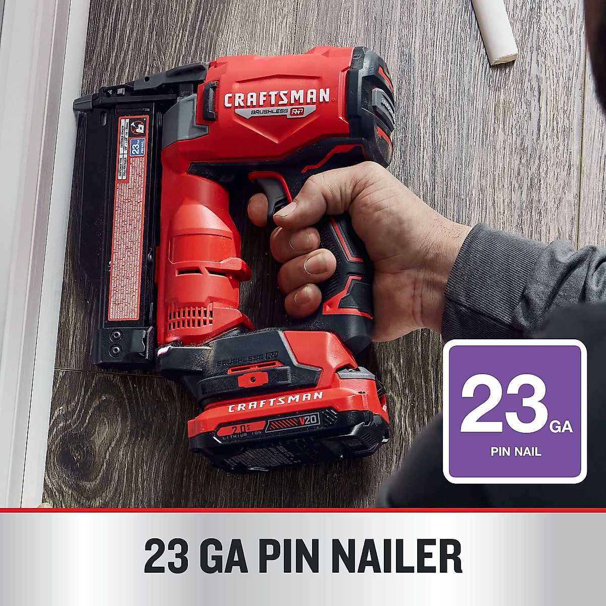CRAFTSMAN V20 RP Pin Nailer, Nail Gun, 23GA, For 5/8-1-3/8 inch Pin Nails, Bare Tool Only (CMCN623B)