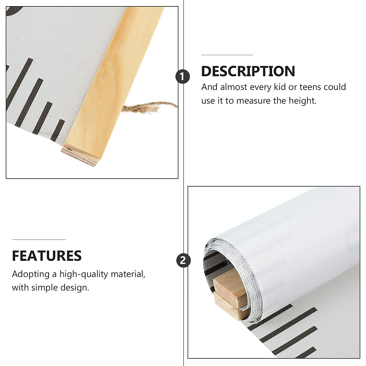 Height Growth Chart, 1pc Wall Hanging Ruler Kids Height Measuring Ruler Height Chart Pendant Wall Decor Height Measurement Ruler for Kids (Gray)