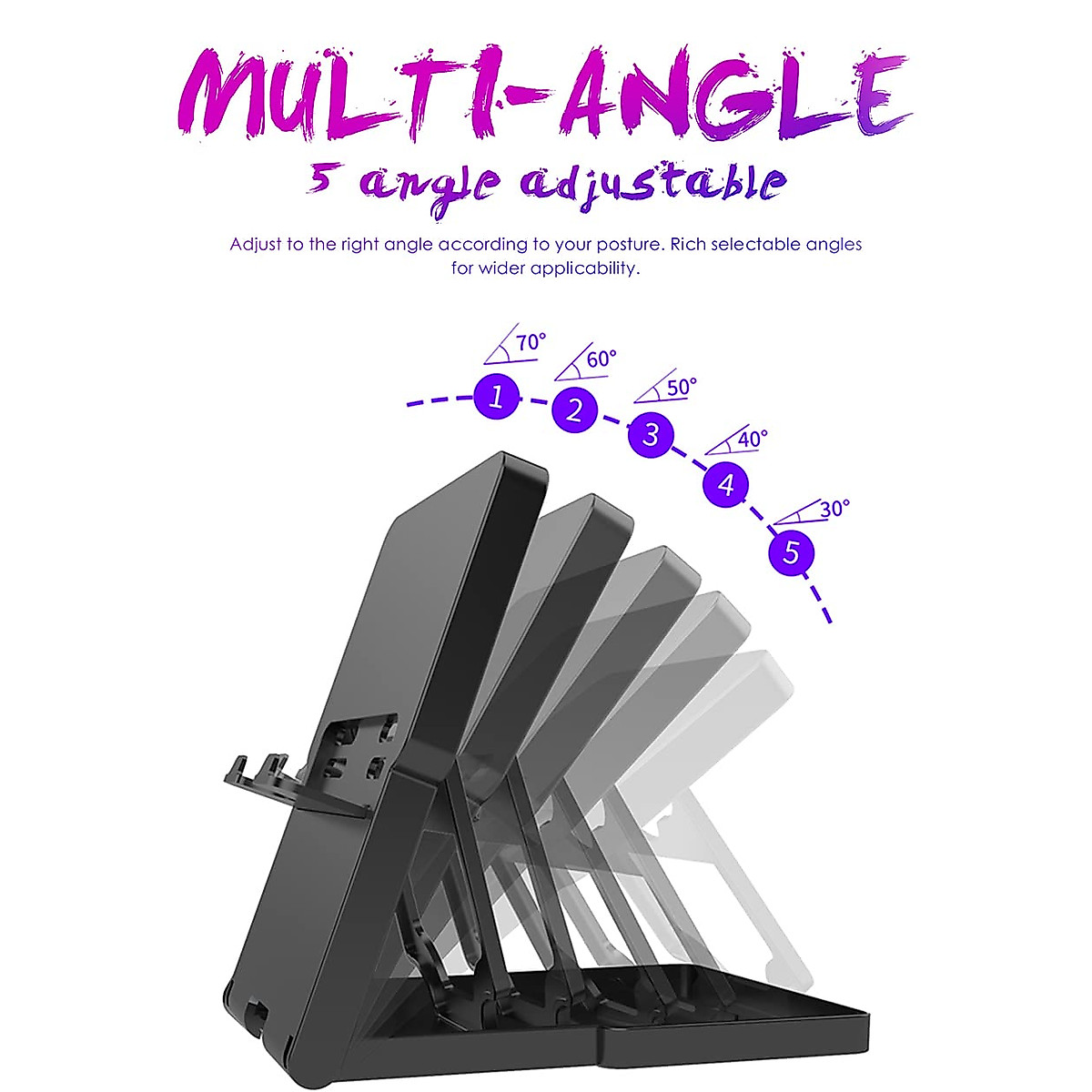 KAFIEER Portable Angle Adjustable Stand Base for Valve Steam Deck/Switch Lite, Anti-Slip Silicone Pad, Adjustable Angle Kickstand Accessories