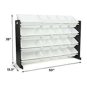 Humble Crew Toy Storage 20-Bin Organizer, Espresso/White