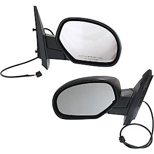 Kool Vue Left & Right Power Heated Mirrors Compatible With Chevrolet Silverado 1500 2007-2013 Manual Fold w/o Signal Light, Blind Spot, Memory, Puddle Lamp & Auto-Dimming Textured Crew Cab, New Body