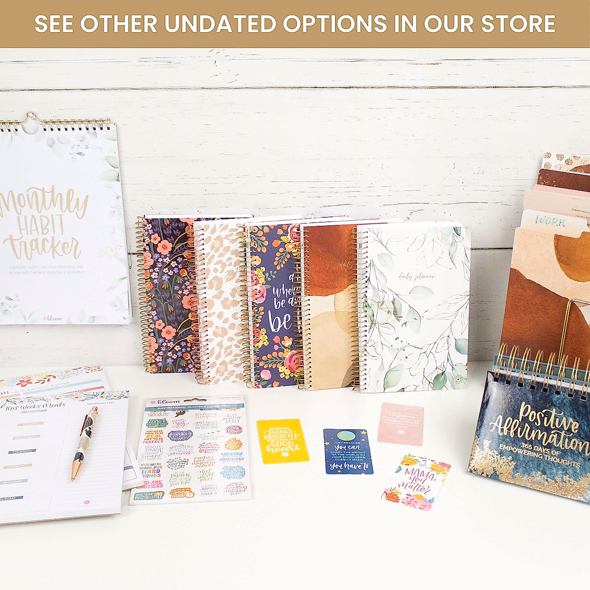 bloom daily planners UNDATED Calendar Year Day Planner - Passion/Goal Organizer - Start Anytime Monthly/Weekly Agenda Book with Tabs (January to December) - 5.5" x 8.25" - Tan Leopard