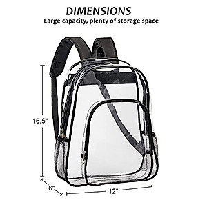Clearworld Large Clear Backpack,Heavy Duty PVC Transparent Backpack,See Through Bookbag with Reinforced Strap for College Work Travel