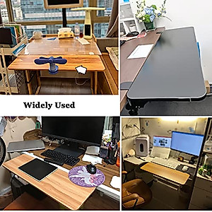 Ergonomic Desk Extender 7 Colors Wooden Keyboard Tray Mouses Platforms - with Steel Foldable K-Bracket - Folds Or Unfolds Easily - Clamp-On - Armrest Shelf Computer Elbow Arm Support