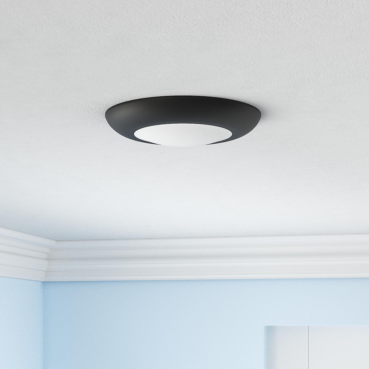 JULLISON 10 Packs 4 Inch Black LED Low Profile Recessed & Surface Mount Disk Light, Round, 10W, 600 Lumens, 3000K Warm White, CRI80, DOB Design, Dimmable, ETL Listed