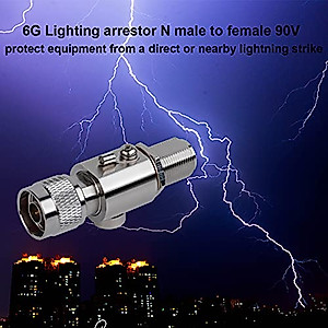 Lightning Arrestor N Type Male to Female Frequency 0-6 GHz 50 ohm, 90V Gas Discharge Tube,Lightning Protection Arrestor Converter (Lightning arrestor 6G N Male to Female)