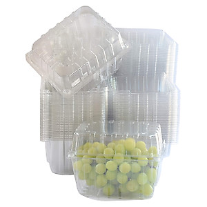 75 Pack - Quart Berry/Produce Basket - Vented Plastic Containers - for Tomatoes, Peppers, Grapes, Clementines