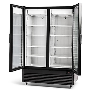 PEAK COLD PLUS Upright Commercial 2 Door Display Freezer, 41.7 Cubic Ft