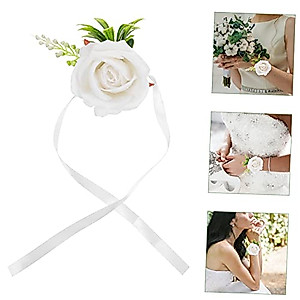 NOLITOY Corsage Wristlet 4pcs Wrist Flower Wedding Props Wrist Corsage Bridesmaid Bracelets Wrist Corsage Bracelets Wedding Corsage Bride Wrist Flower Wedding Supplies Silk Flower Set