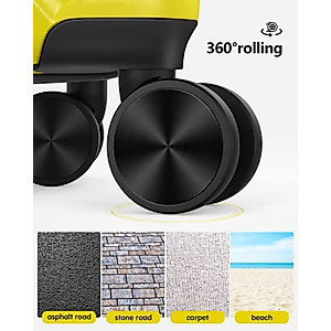 SunnyTour Luggage Sets Expandable ABS + PC Hardside Spinner Suitcase Sets 3 Piece with TSA Lock Double Wheels, Yellow