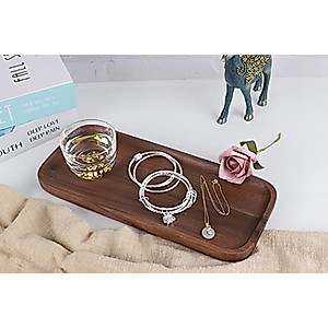 Royalling Walnut Wooden Tray Solid Wood Serving Tray Bathroom Tray Rectangle Small Platter Tea Tray Coffee Table Tray (11.8X5in)