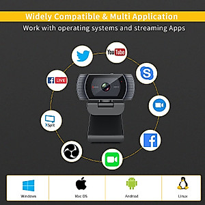 Angetube 1080P HD Webcam, USB Web cam with Autofocus Built-in Microphone & Privacy Cover，Webcam for Laptop，Streaming Web Camera for Skype/Zoom/FaceTime/Hangouts - Control Software Included