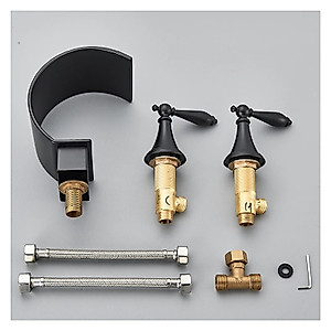 KXFXQTOT Bathroom 3 Hole Modern Set Bathroom Sink Hot and Cold Mixer Crane Bathtub Faucet Deck Mount (Color : Matte Black)