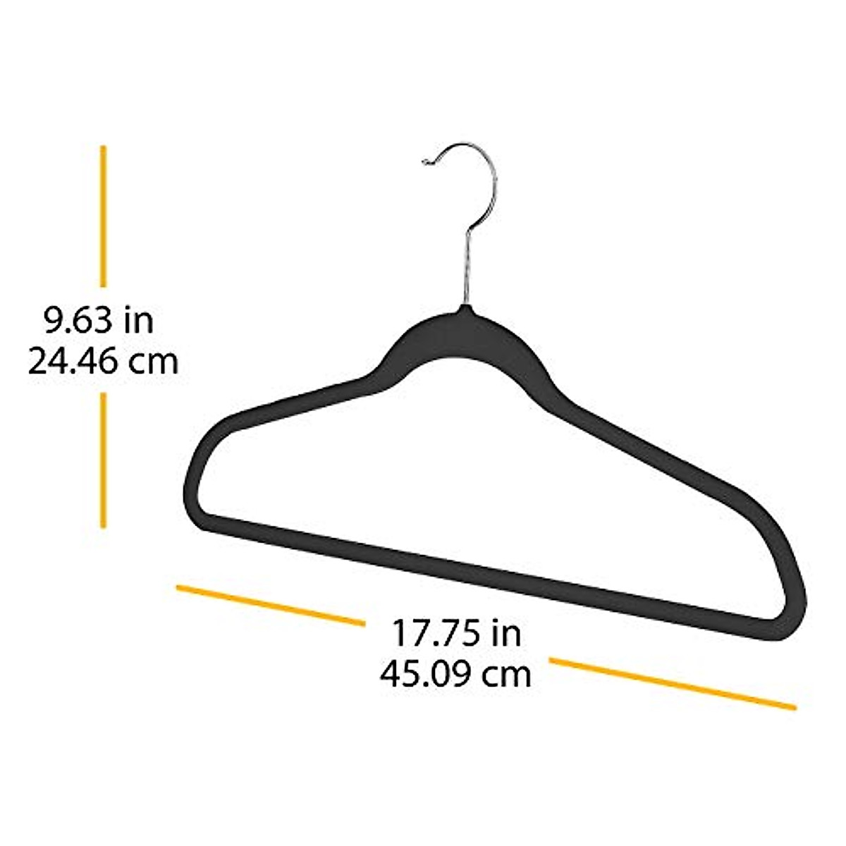 Whitmor Flocked Suit Hangers Set of 15 Black