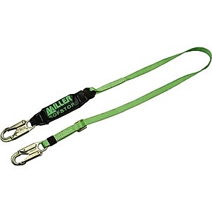 Miller by Honeywell 910TWLS/20FTGK 20-Feet HP Adjustable Web Lanyard with SofStop Shock Absorber and Two Locking Snap Hooks