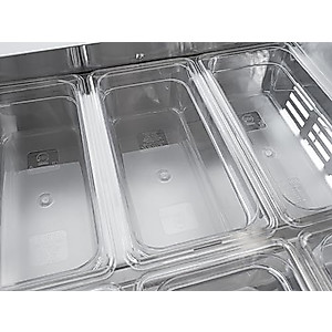 KoolMore 36 in. Commercial Refrigerated Prep Station with Sneeze Guard and Buffet Slide, 6 Pans with Covers and Two Adjustable Shelves in Stainless-Steel, ETL Listed (KM-RBT-36CSFG)