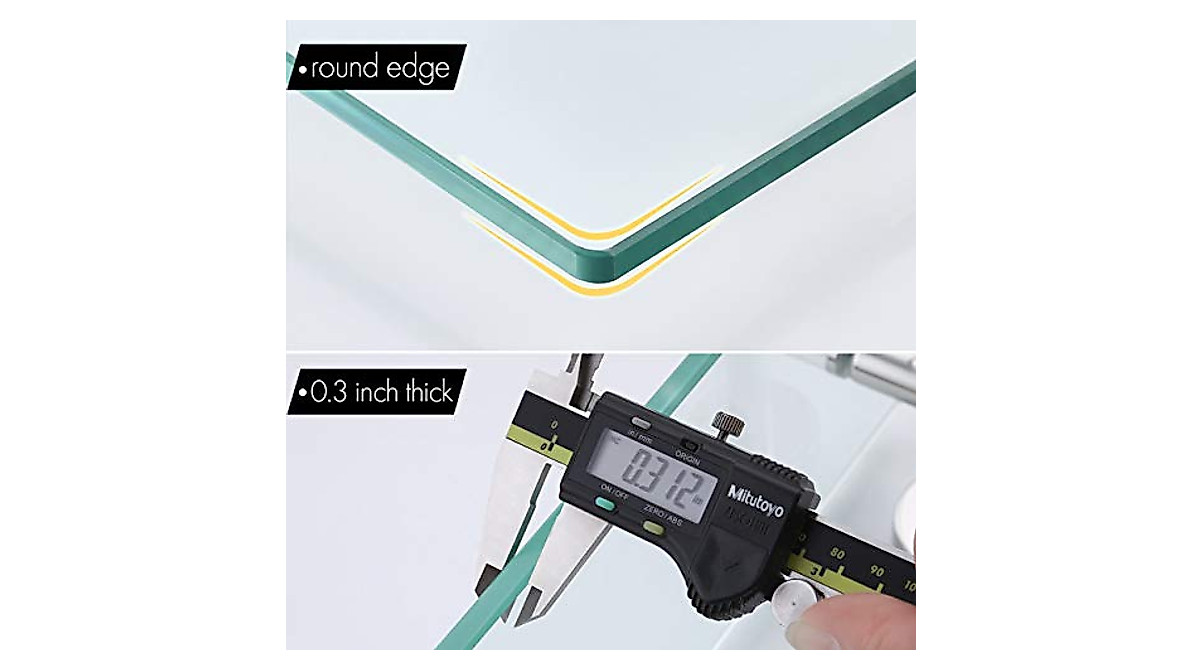 KES Glass Shelf for Bathroom Rectangular 20-Inch Floating Shelves 3 ...