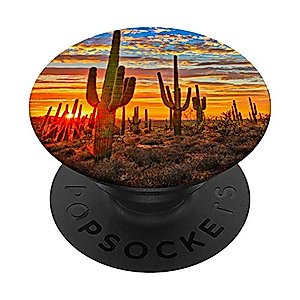 Arizona Nevada Desert Real Cactus Plant Sunset Western Lands PopSockets PopGrip: Swappable Grip for Phones & Tablets