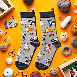 HAPPYPOP Funny Cat Gifts for Cat Lovers Cat Dad Gifts, Novelty Cat Socks Crazy Silly Fun Socks for Men Daddy Husband