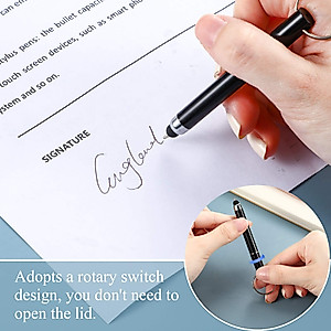 6 Pieces Mini Stylus Pen with Keyring Loop Bullet Capacitive Stylus Pen Keychain Stylus Tablet Pen and 12 Pieces 1.0 mm Black Refills with Bullet-Shaped for Signature Portable Touch Screen