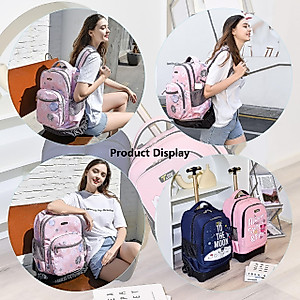 NEW TILAMI Unicorn Rolling Backpack for Kids, 18 Inches Adjustable Laptop Backpack with Wheels for Girls to School Travel Camping Boys Rolling Backpack