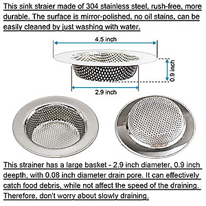 Seatery 4PCS Kitchen Sink Stopper Strainer, 6 Inch Round Large Silicone Sink Drain Cover Plug, Water Stopper, 4.5 Inch Stainless Steel Sink Strainer, Food Scraps Catcher for Kitchen