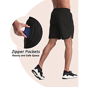 CANGHPGIN Men's Workout Athletic Running Shorts 7 inch Lightweight 2 Pack Basketball Sports Gym Shorts with Pockets