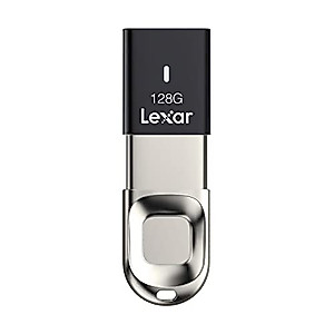 Lexar Jumpdrive Fingerprint F35 128 GB USB 3.0 Flash Drive, Black/Silver (LJDF35-128BNL)
