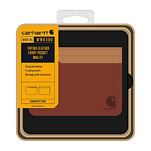 Carhartt Men's Rugged Patina Leather Wallets, Available in Multiple Styles and Colors, Front Pocket (Brown), One Size