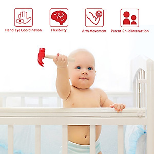 Fowecelt Wooden Hammer Toys Simulation Hammers Maintenance Tools Educational Toys for Kids Birthday Party Games Supplies