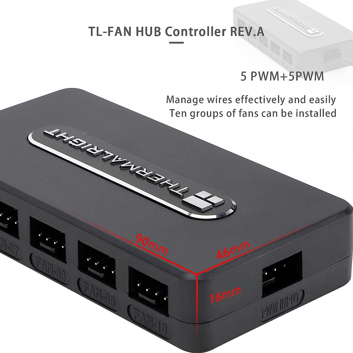 Thermalright Integrated Fan Hub, 10-Port 4 Pin PC Fan Controller, 12V Fan Hub, Support up to 10 Fans, SATA Power Cord Direct Input